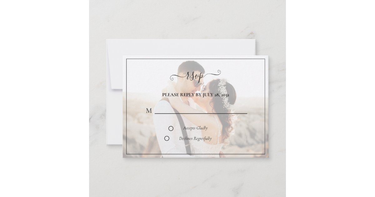 Simple Elegant Minimalist Photo Wedding RSVP Card | Zazzle