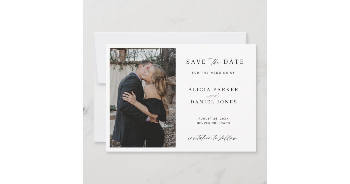 Simple elegant minimalist photo wedding save the date | Zazzle