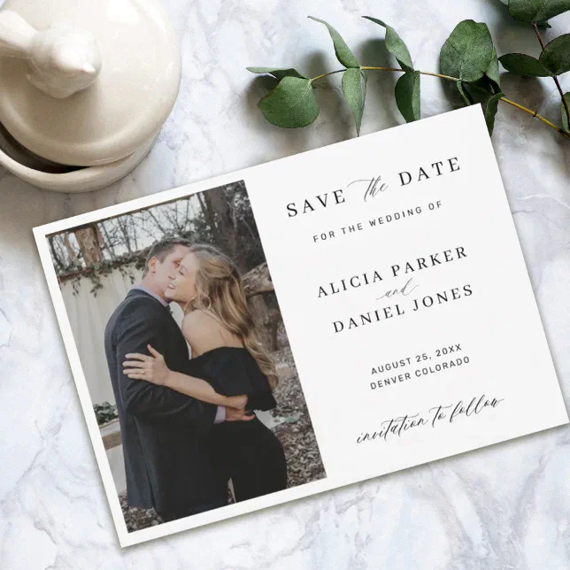 Simple elegant minimalist photo wedding save the date | Zazzle