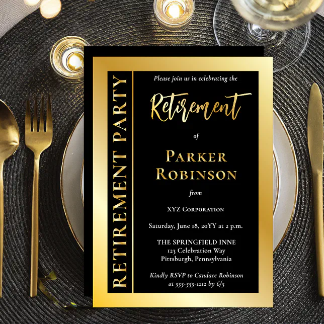 Simple Elegant Minimalist Retirement Party Foil Invitation | Zazzle