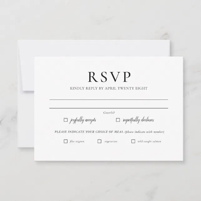 Simple Elegant Minimalist RSVP Invitation Card | Zazzle