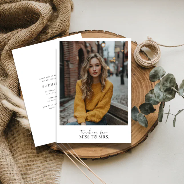 Simple Elegant Miss to Mrs. Bridal Shower Photo Invitation | Zazzle