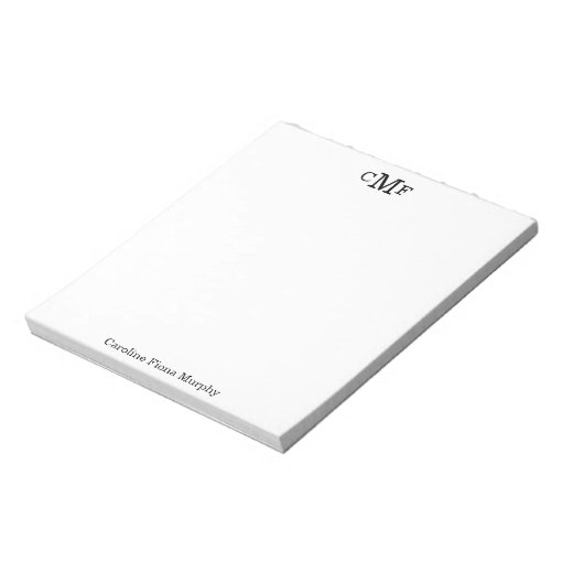 Simple Elegant Modern Basic 3 Monogram Initial Notepad | Zazzle