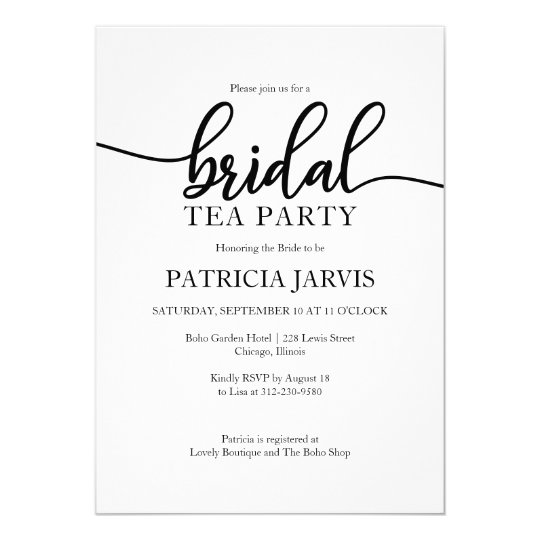 Simple Elegant Modern Calligraphy Bridal Tea Party Invitation | Zazzle.com