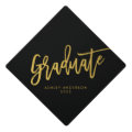 Simple Elegant Modern Chic Black Gold Graduation Cap Topper | Zazzle