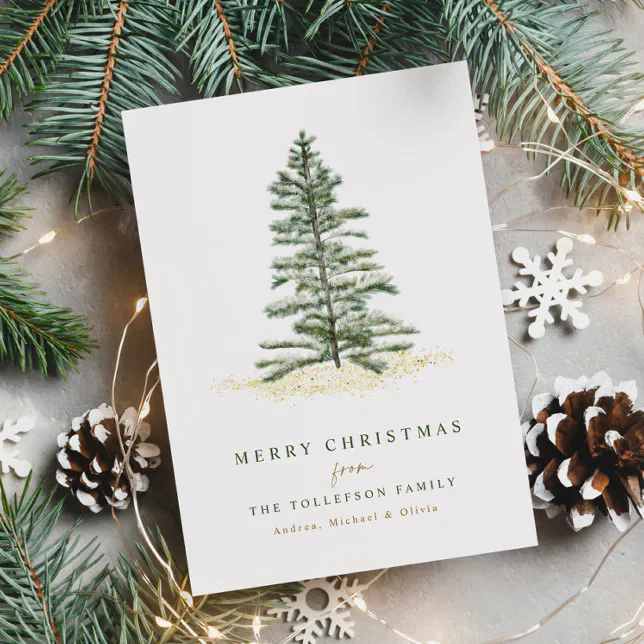 Simple Elegant Modern Christmas Tree Holiday | Zazzle