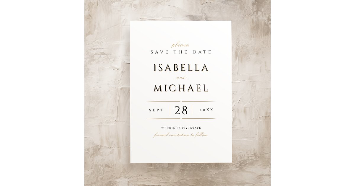 Simple Elegant Modern Classy Luxury Save The Date Invitation | Zazzle