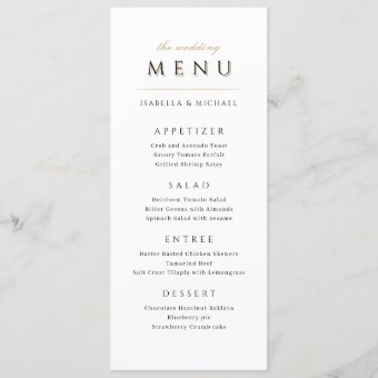 Simple Elegant Modern Classy Luxury Wedding Menu | Zazzle