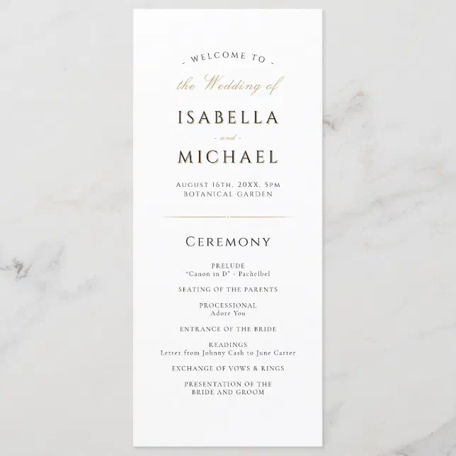 Simple Elegant Modern Classy Wedding Program | Zazzle