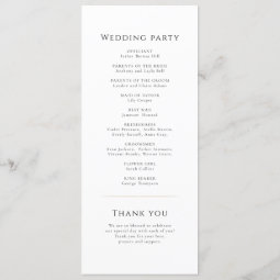 Simple Elegant Modern Classy Wedding Program | Zazzle
