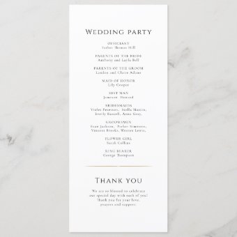 Simple Elegant Modern Classy Wedding Program | Zazzle