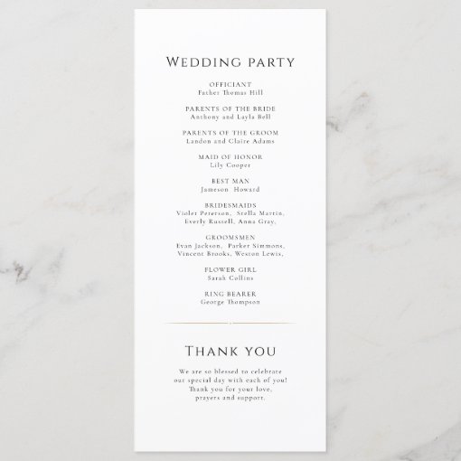 Simple Elegant Modern Classy Wedding Program | Zazzle