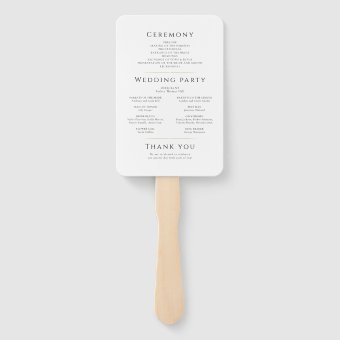 Simple Elegant Modern Classy Wedding Program Hand Fan | Zazzle