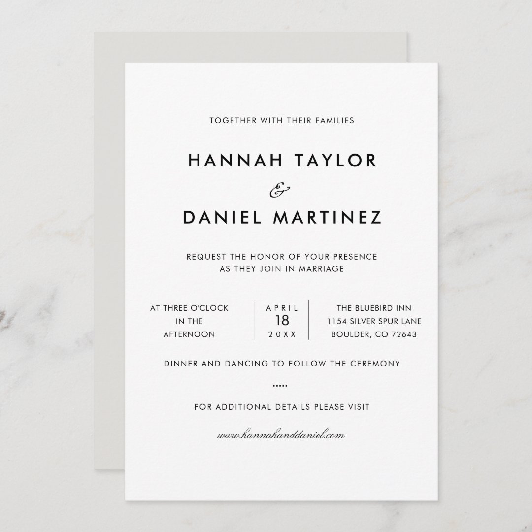 Simple Elegant Modern Custom Wedding Invitation | Zazzle