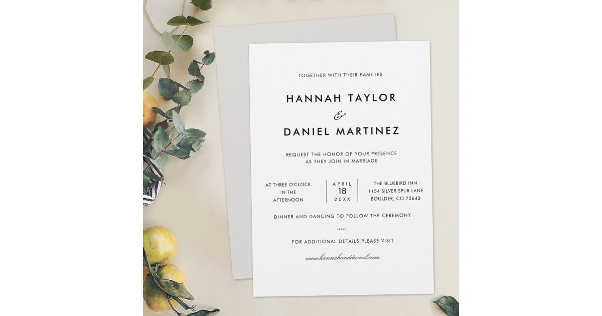 Simple Elegant Modern Custom Wedding Invitation | Zazzle