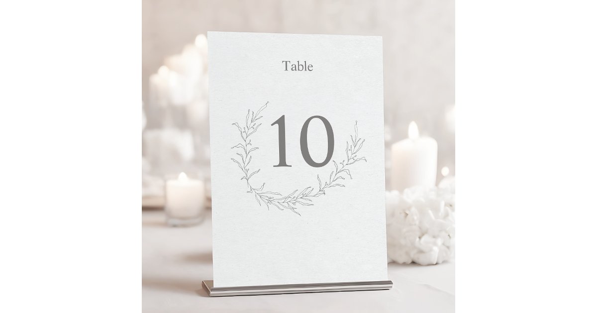 Simple Elegant Modern Foliage Leaves Sketch Art Table Number | Zazzle