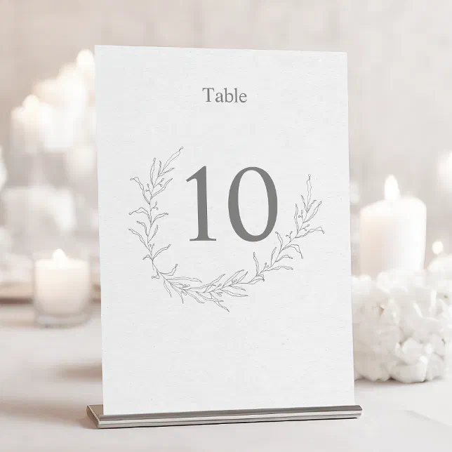Simple Elegant Modern Foliage Leaves Sketch Art Table Number | Zazzle