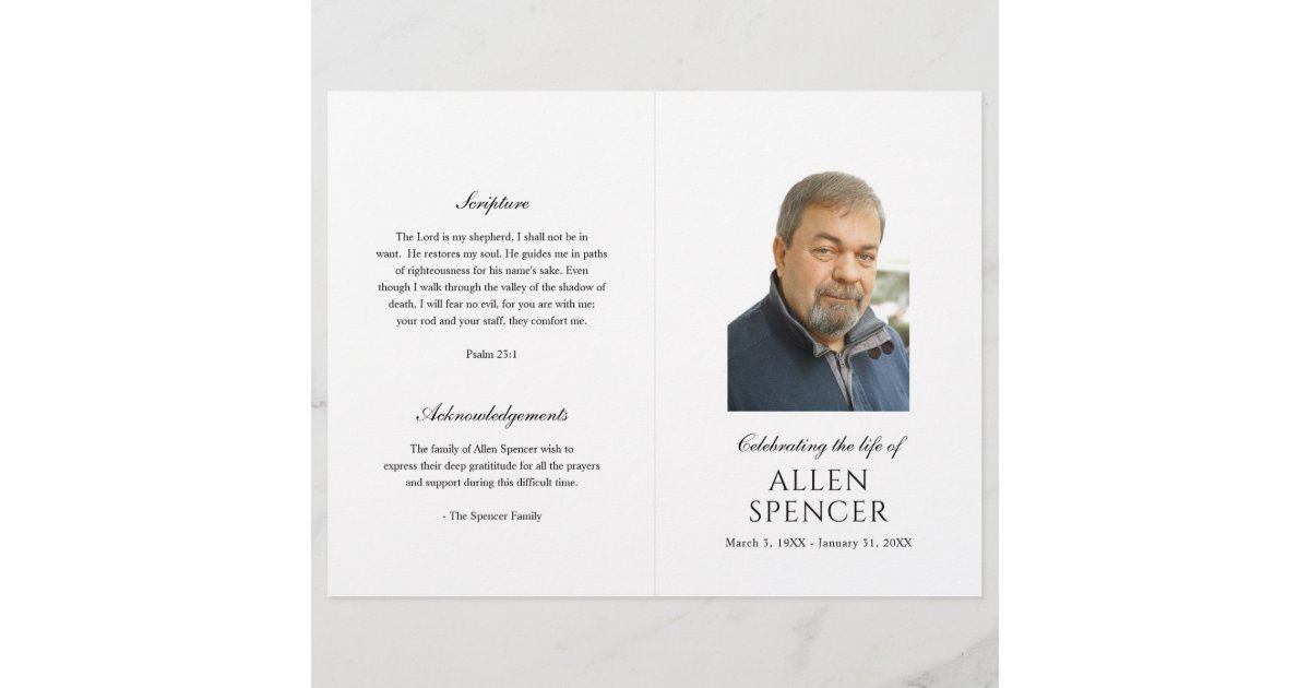 Simple Elegant Modern Funeral Program | Zazzle