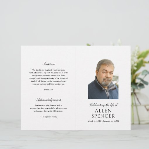 Simple Elegant Modern Funeral Program | Zazzle