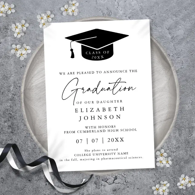 Simple Elegant Modern Graduation Announcement | Zazzle