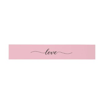 Simple Elegant Modern Love script Wedding Pink Invitation Belly Band ...