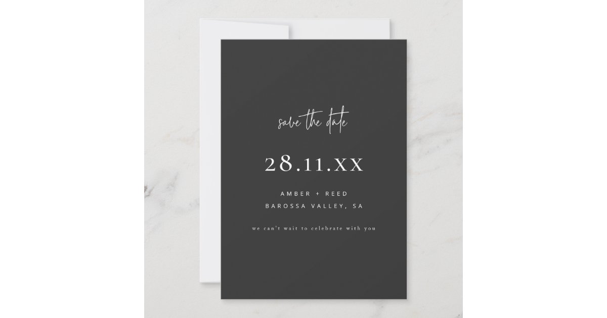 Simple Elegant Modern Minimalist Black Hand Drawn Save The Date | Zazzle