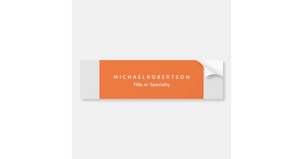 Simple Elegant Modern Minimalist Grey Orange Bumper Sticker | Zazzle