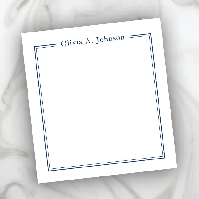 Simple Elegant Modern Navy White Notepad | Zazzle