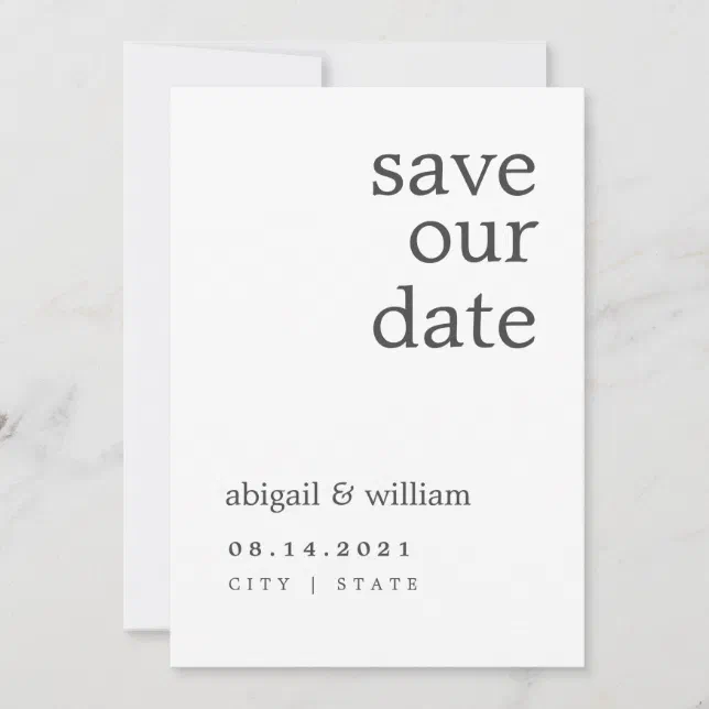 Simple Elegant Modern Non Photo Wedding Custom Save The Date | Zazzle