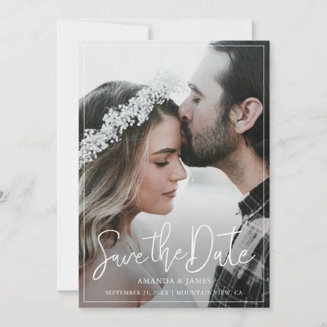 Simple Elegant Modern Photo Save the Date Template | Zazzle
