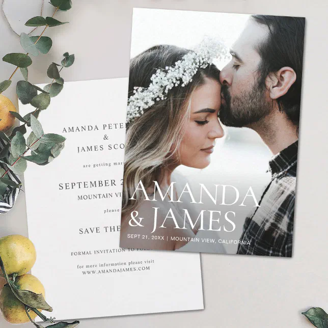 Simple Elegant Modern Photo Wedding Save The Date | Zazzle