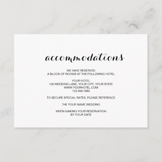 Simple Elegant Modern Wedding Accommodation Card | Zazzle.com