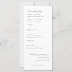 Simple Elegant Modern Wedding Ceremony Program | Zazzle