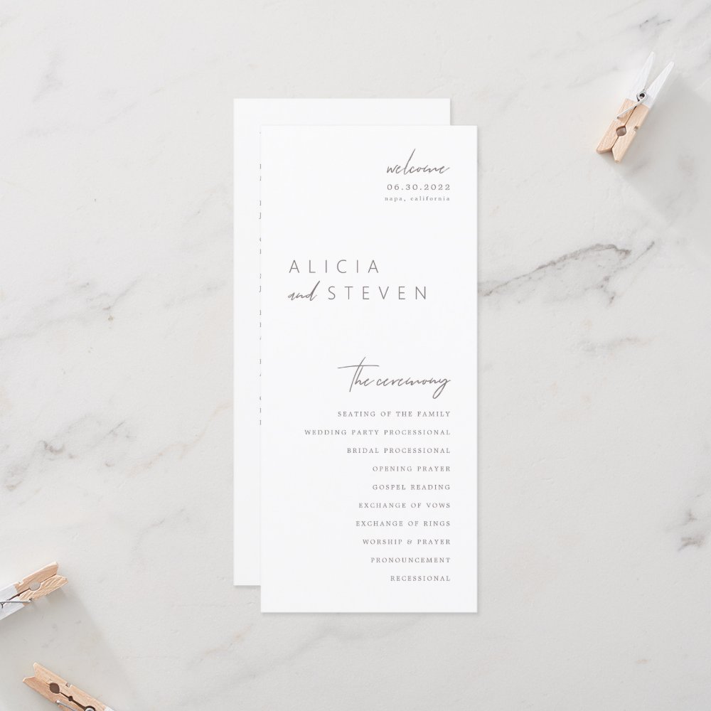 Simple Elegant Modern Wedding Ceremony Program