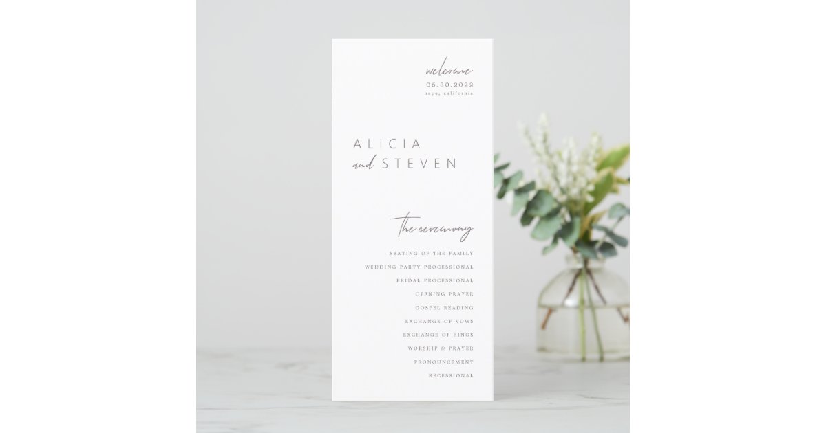 Simple Elegant Modern Wedding Ceremony Program | Zazzle