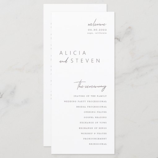 Simple Elegant Modern Wedding Ceremony Program | Zazzle