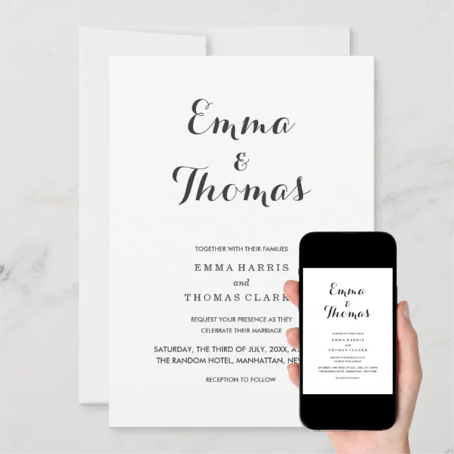 Simple Elegant | Modern Wedding Invitation | Zazzle