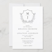 Simple Elegant Monogram Crest Wedding Invitation | Zazzle