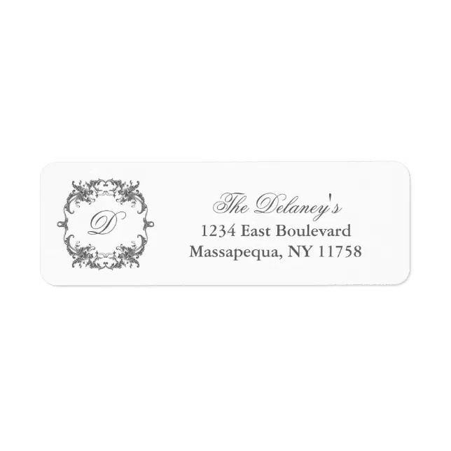 Simple Elegant Monogram in Baroque Frame Label | Zazzle