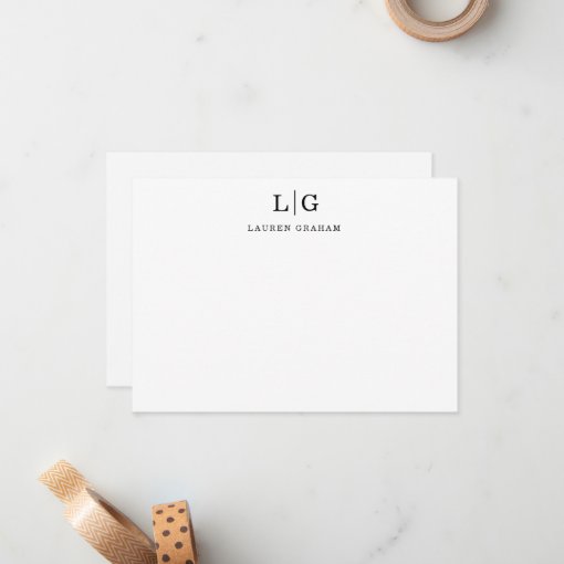 Simple Elegant Monogram Initial Note Card | Zazzle
