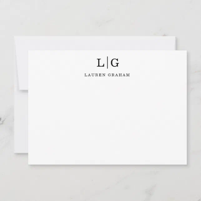Simple Elegant Monogram Initial Note Card | Zazzle