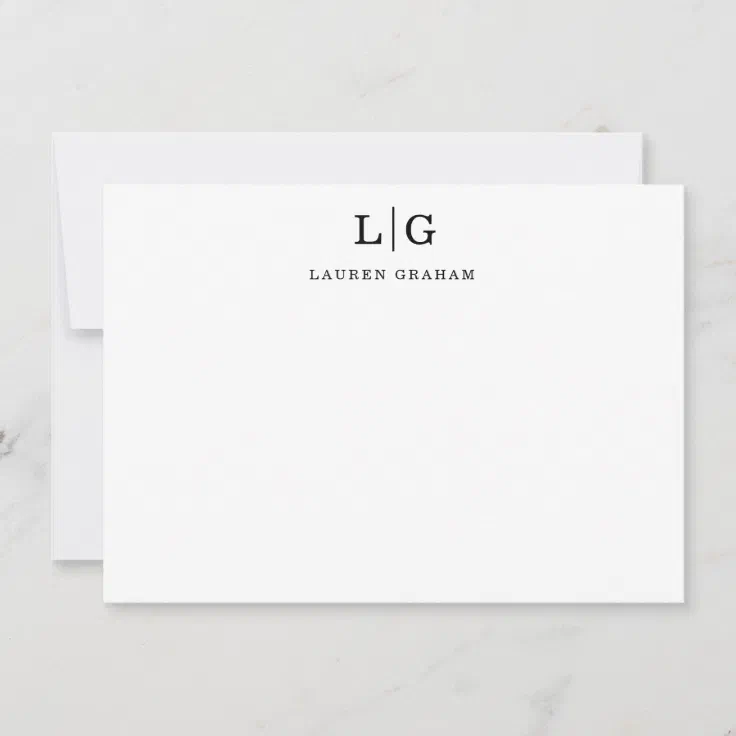 Simple Elegant Monogram Initial Note Card | Zazzle
