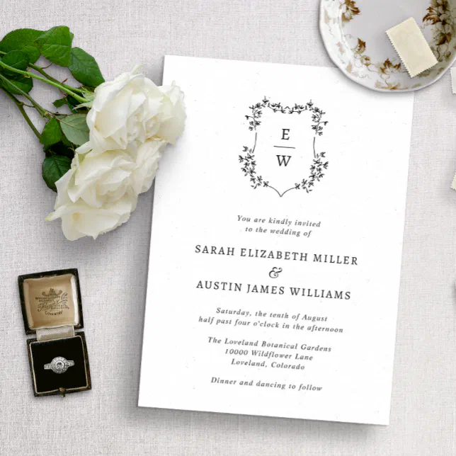 Simple Elegant Monogram Wedding Invitation | Zazzle