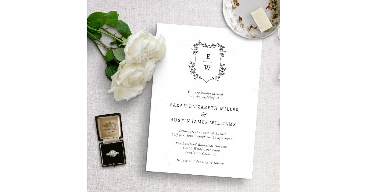Simple Elegant Monogram Wedding Invitation | Zazzle