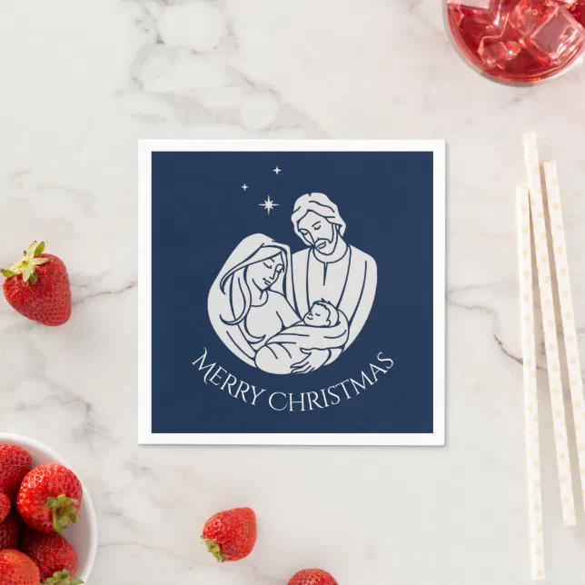 Simple Elegant Nativity Baby Jesus Merry Christmas Napkins | Zazzle