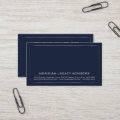 Simple Elegant Navy Blue and Silver Business Card | Zazzle