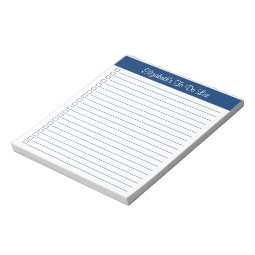 Simple Elegant Navy Lined One Column Checklist Notepad | Zazzle