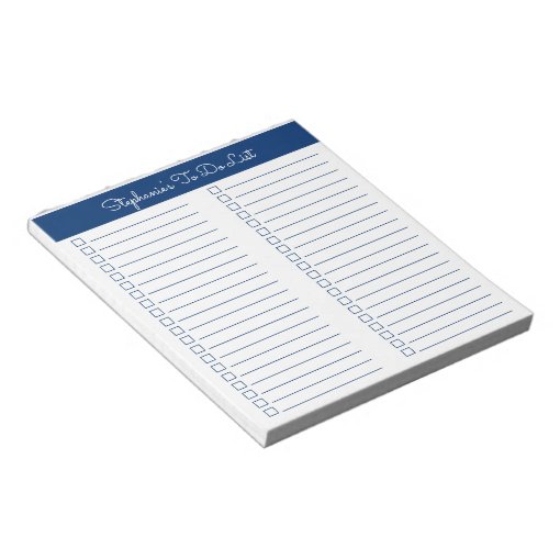 Simple Elegant Navy Lined Two Column Checklist Notepad | Zazzle