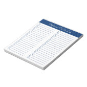 Simple Elegant Navy Lined Two Column Checklist Notepad | Zazzle