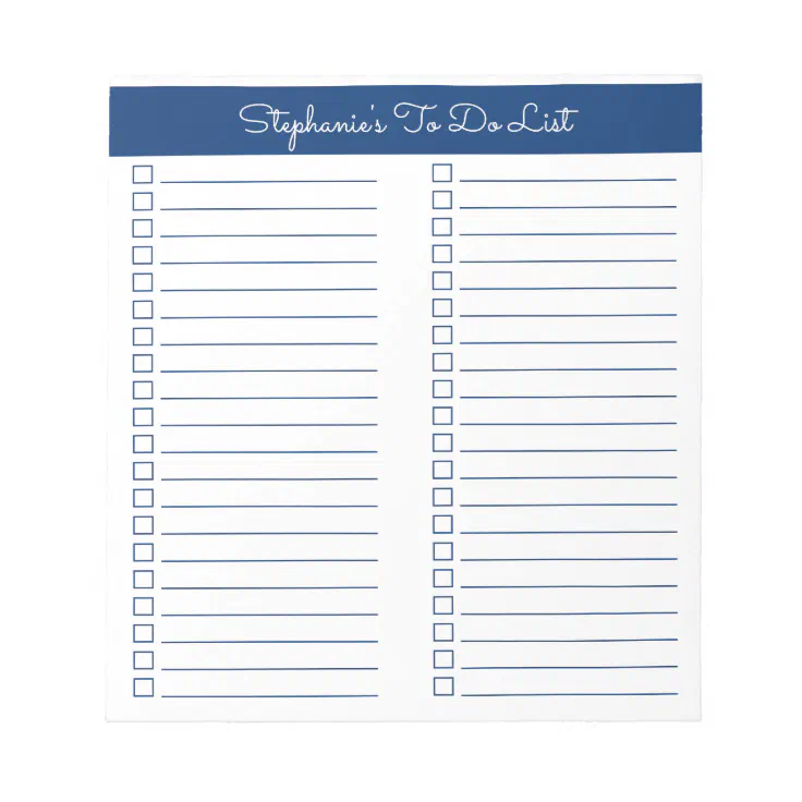Simple Elegant Navy Lined Two Column Checklist Notepad | Zazzle